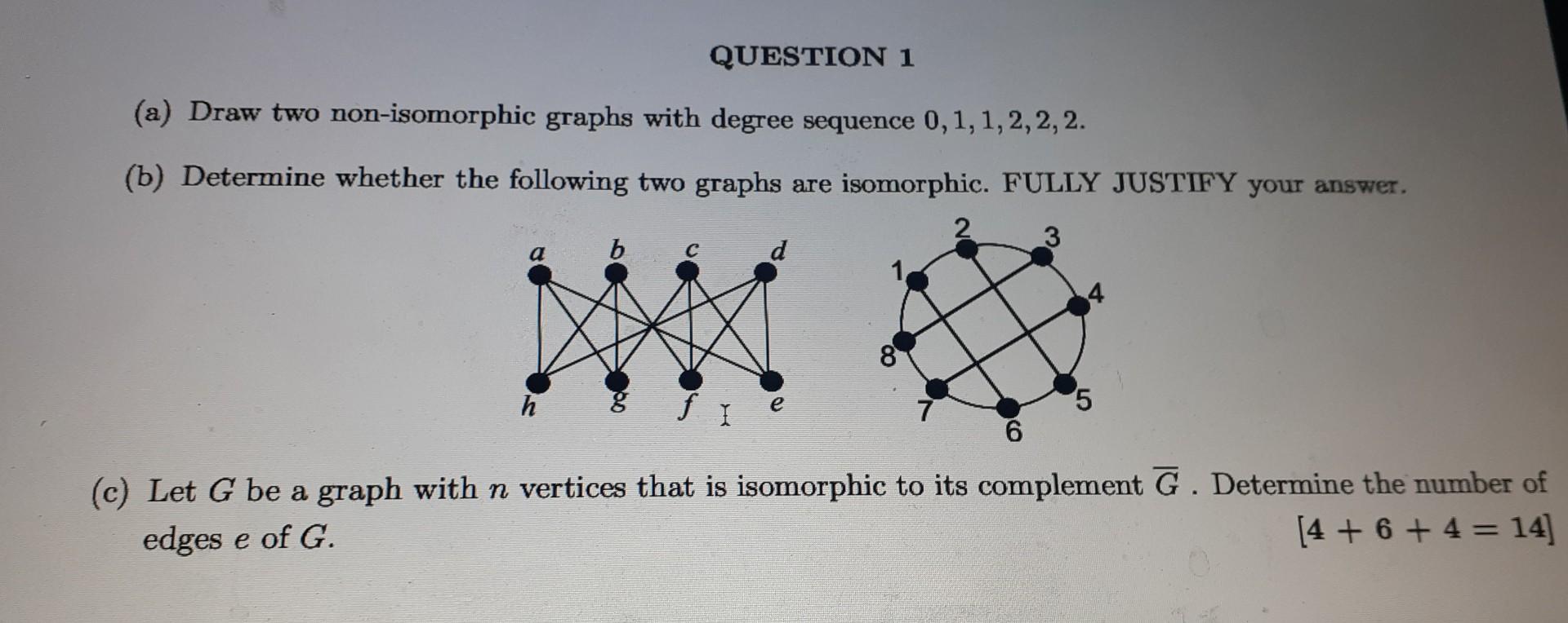 Solved (a) Draw two non-isomorphic graphs with degree | Chegg.com