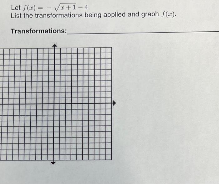 Solved Let f(x)=−x+1−4 List the transformations being | Chegg.com