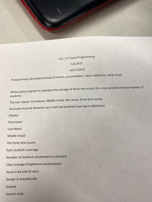 Csc117 Java Programming Fall 2019 10172019 