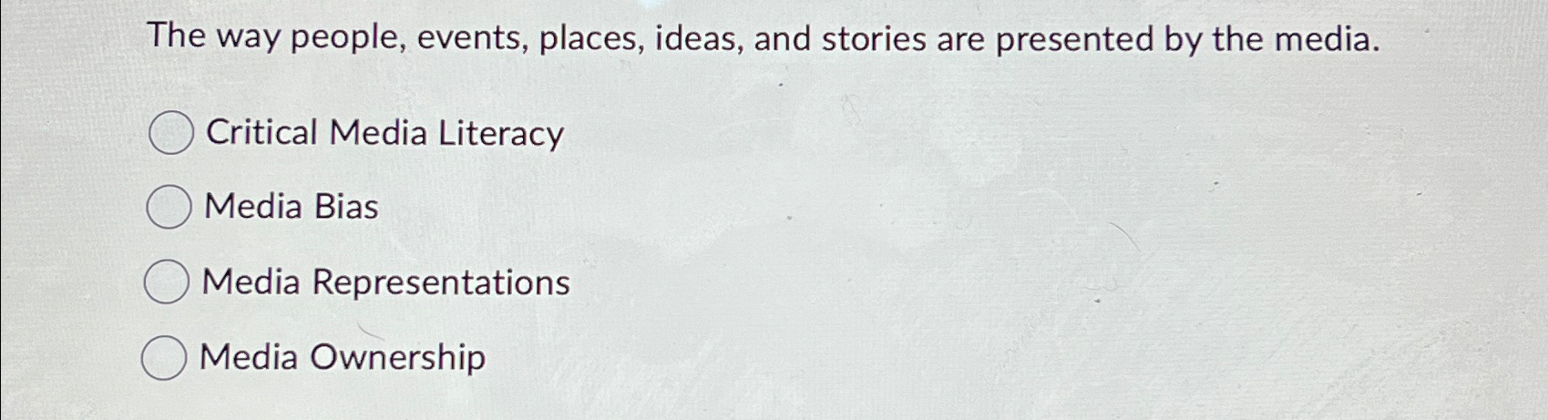 Solved The way people, events, places, ideas, and stories | Chegg.com