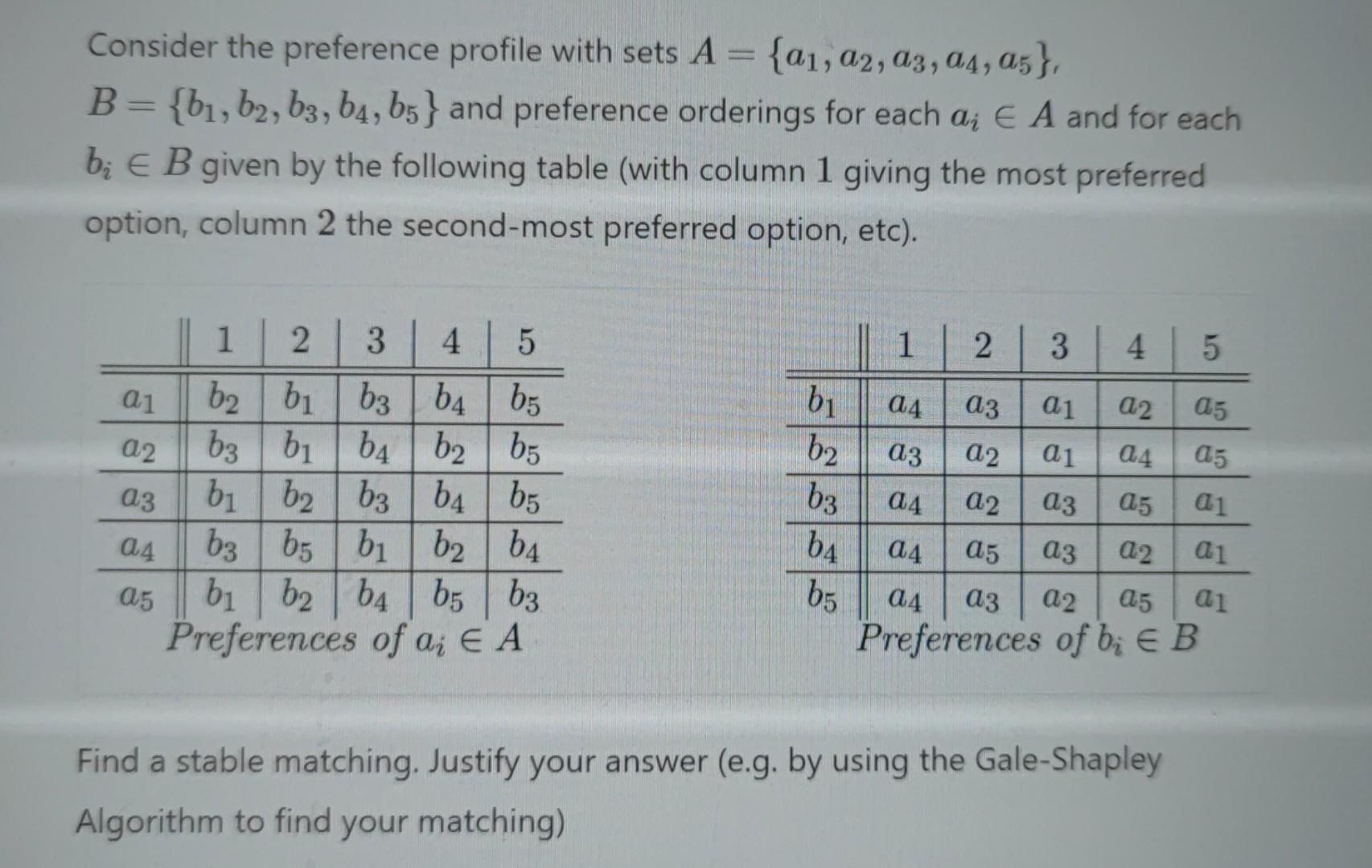 Solved Consider the preference profile with sets | Chegg.com