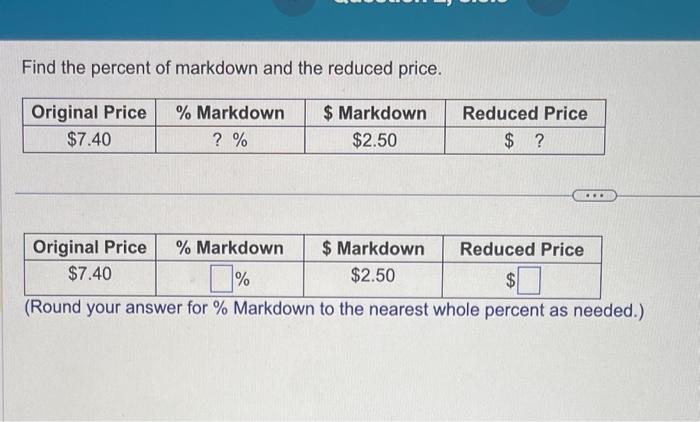Solved Find the percent of markdown and the reduced price. | Chegg.com