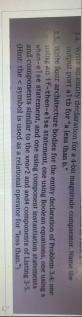 Solved 3.4. ﻿Write an entity declaration for a 4 -bit | Chegg.com