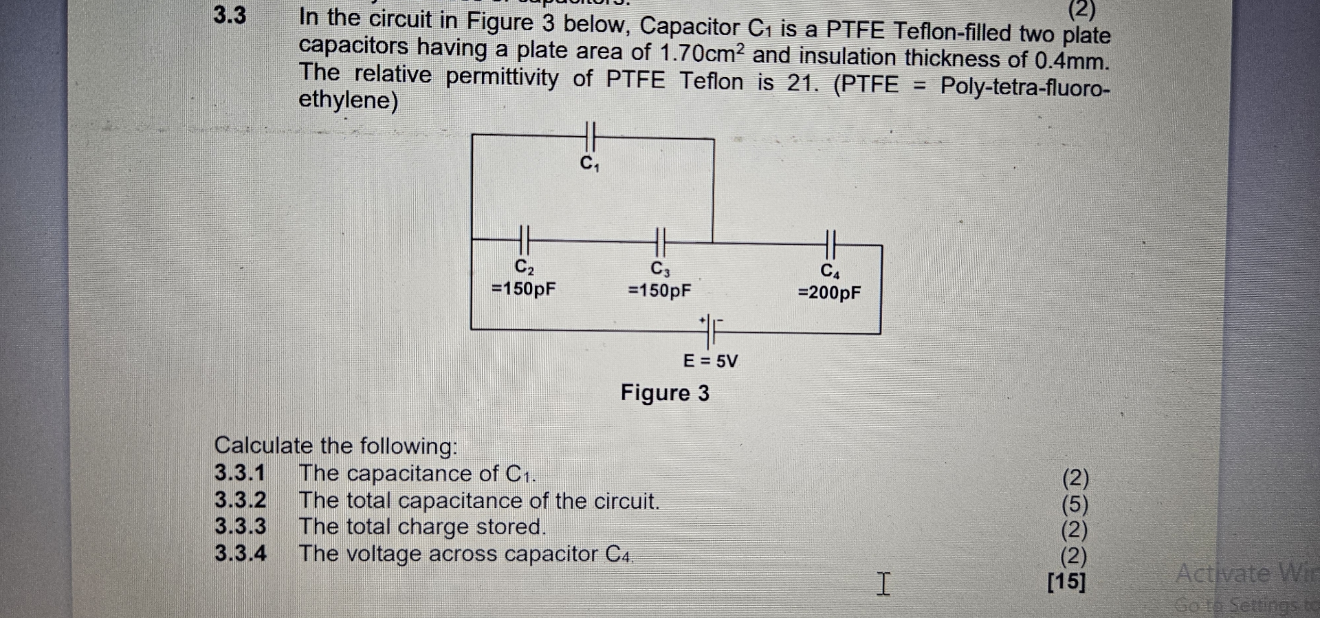 Solved 3.3 ﻿In the circuit in Figure 3 ﻿below, Capacitor C1 | Chegg.com
