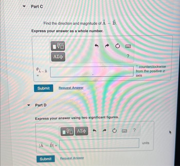 Solved Vector A points in the negative y direction and has a | Chegg.com
