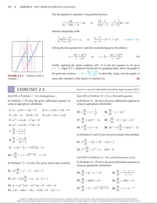 Solved 74. CHAPTER 2 FIRST-ORDER DIFFERENTIAL EQUATIONS The | Chegg.com
