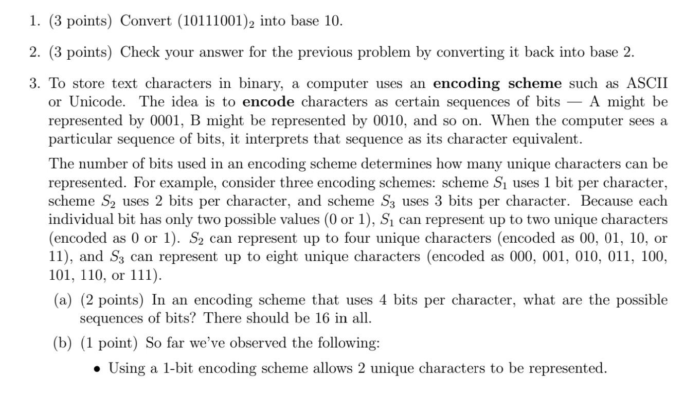 Solved Part 1: Number Systems and Binary Numbers 1. (3 | Chegg.com