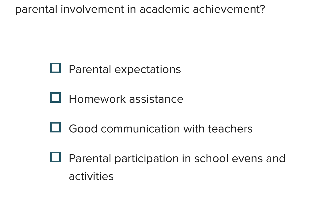 Solved parental involvement in academic achievement?Parental | Chegg.com