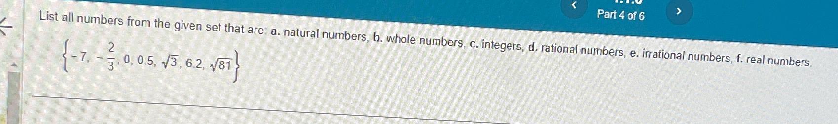 Solved List all numbers from the given set that are: a. | Chegg.com