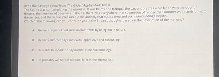 Read the passage below from The Gilded Age by Mark | Chegg.com