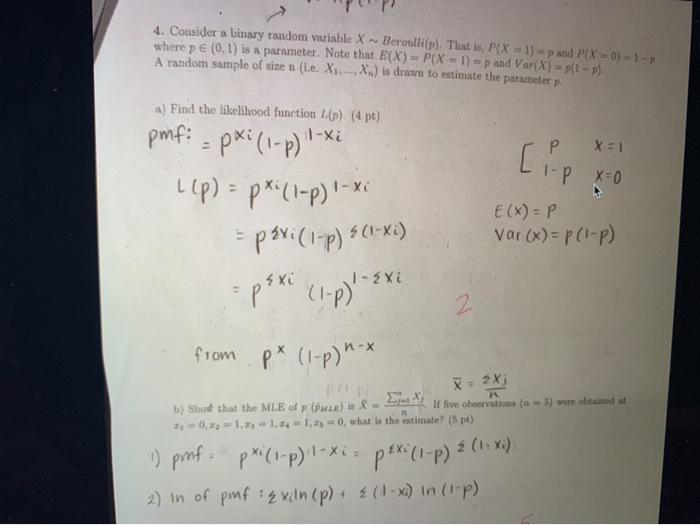 Solved "PP) 4. Consider a binary random variable X | Chegg.com