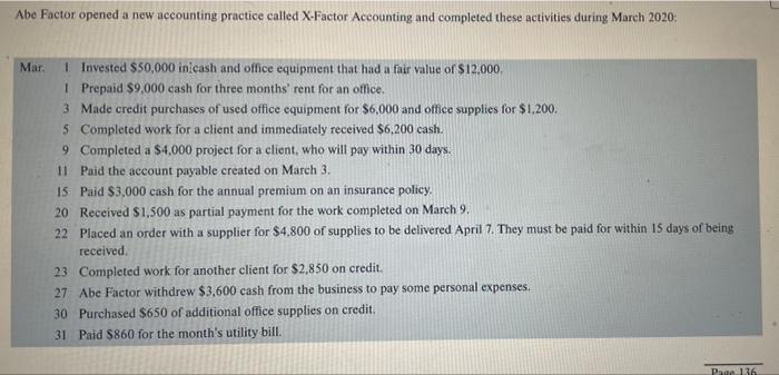 Solved Abe Factor opened a new accounting practice called | Chegg.com