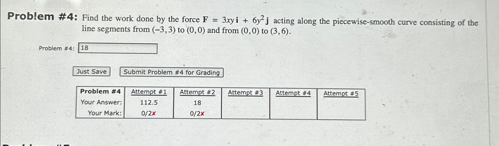 Solved Problem #4: Find the work done by the force | Chegg.com