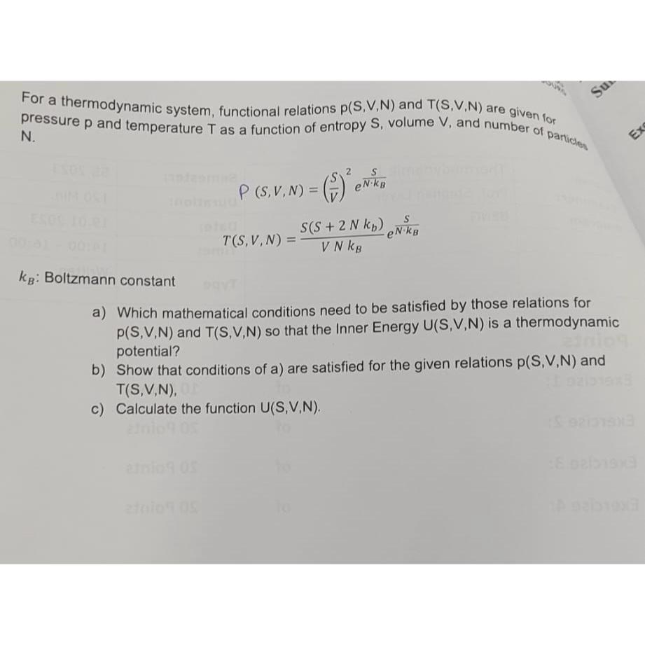 Solved For a thermodynamic system, functional relations | Chegg.com