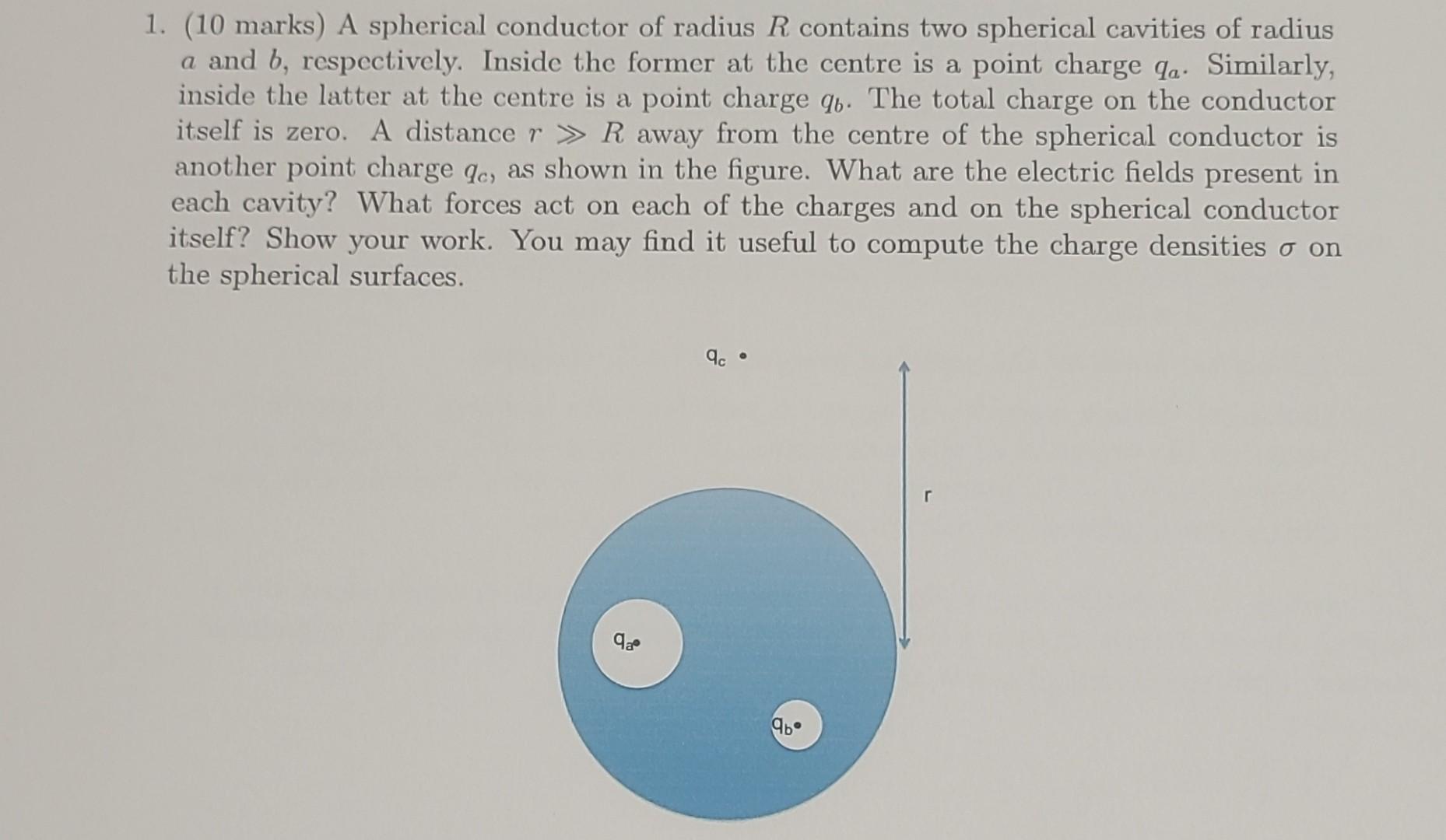 Solved 1. (10 marks) A spherical conductor of radius R | Chegg.com