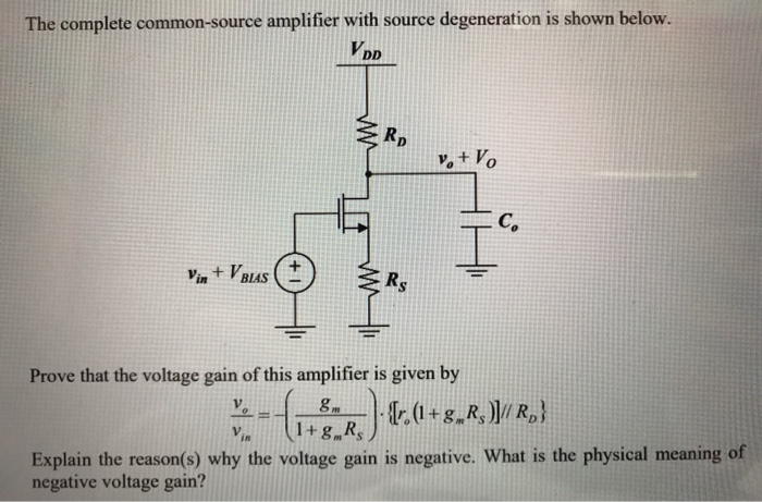 Solved The complete common-source amplifier with source | Chegg.com