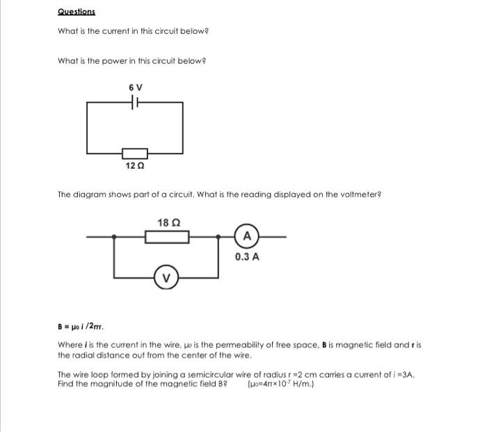 Solved Questions What is the current in this circuit below? | Chegg.com