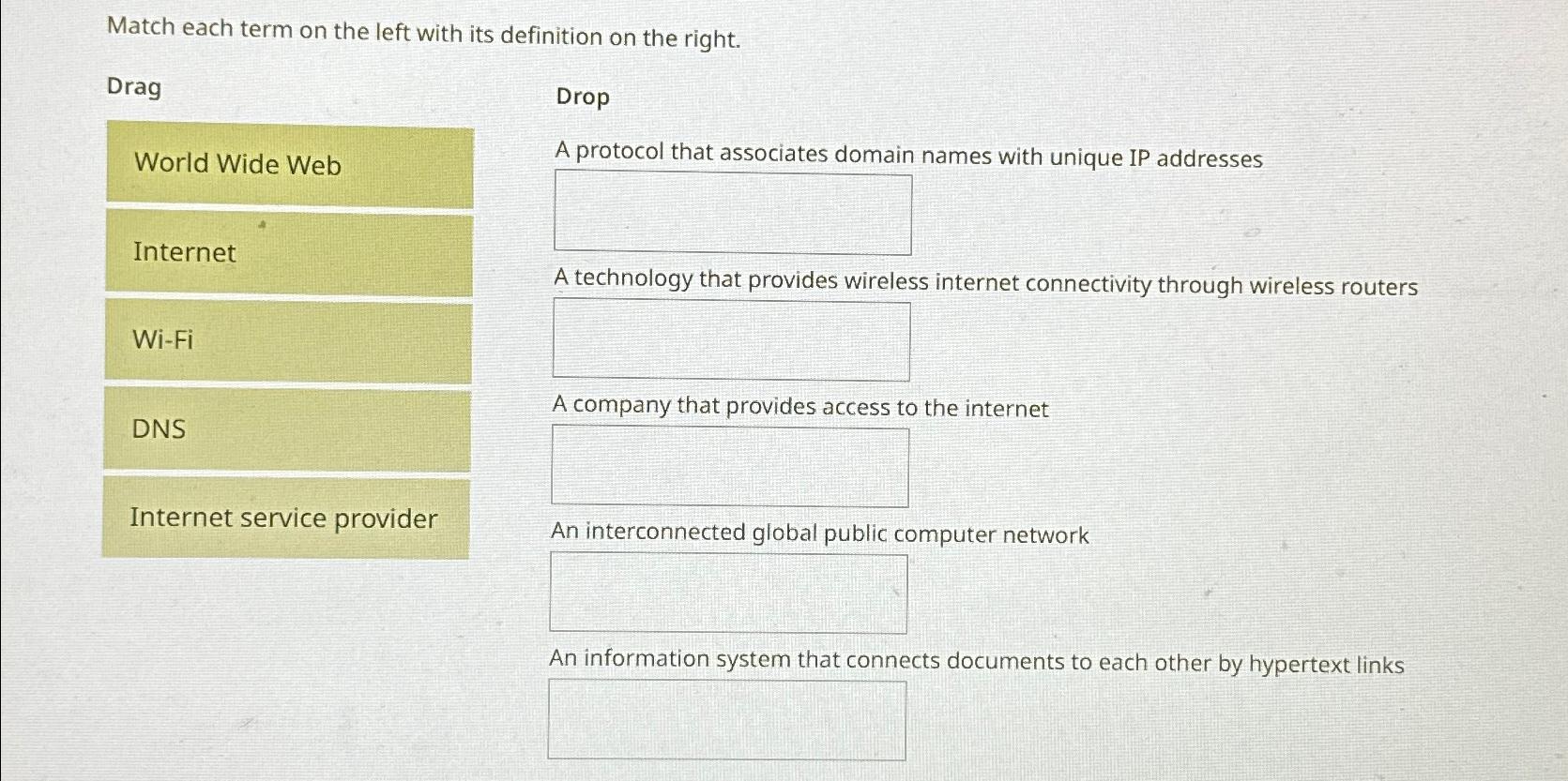 Match each term on the left with its definition on | Chegg.com