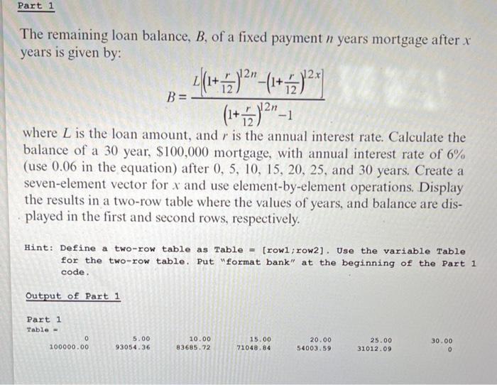 Solved The remaining loan balance, B, of a fixed payment n | Chegg.com