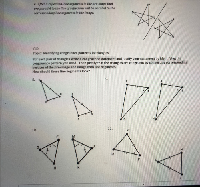 Solved c. After a reflection, line segments in the pre-mage | Chegg.com