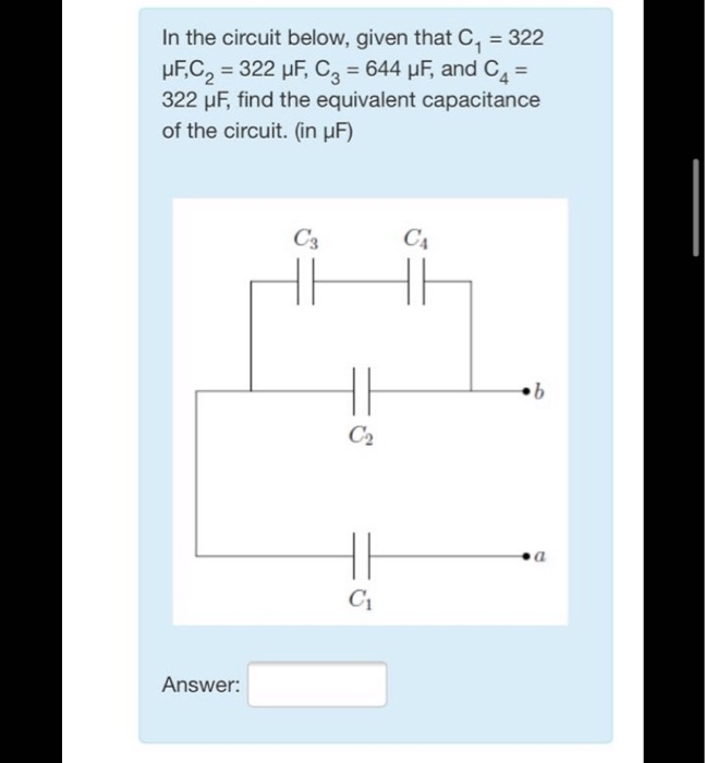 Solved In the circuit below, given that C1 = 322 uF,C2 = 322 | Chegg.com