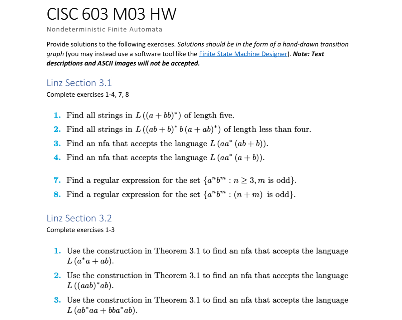 Solved CISC 603MO3HWNondeterministic Finite AutomataProvide | Chegg.com