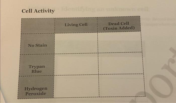 Solved Cell Activity | Chegg.com