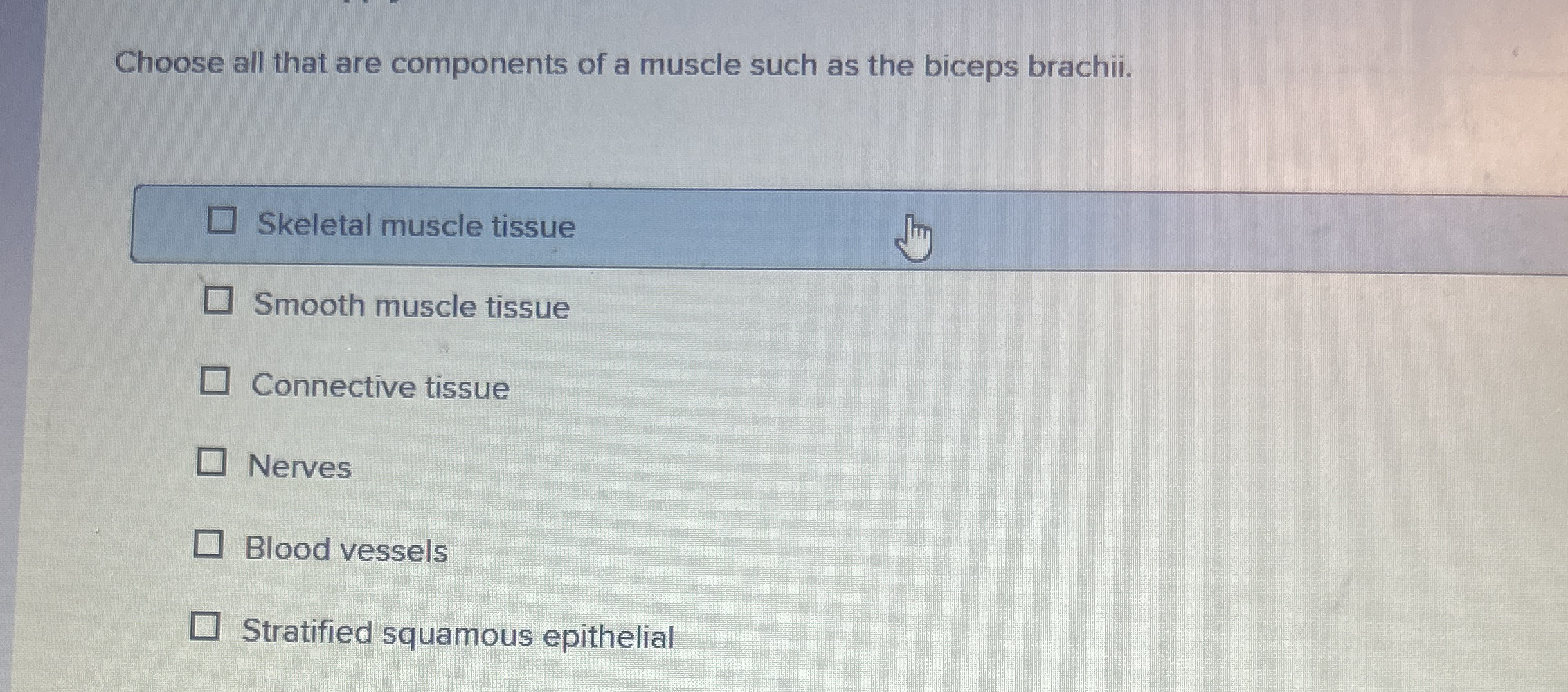 Solved Choose all that are components of a muscle such as | Chegg.com
