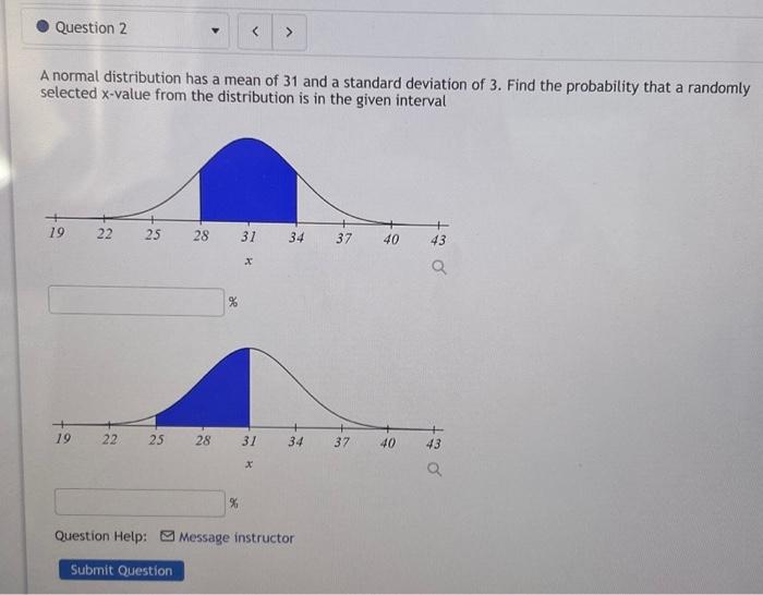 Solved A Normal Distribution Has A Mean Of 31 And A Standard
