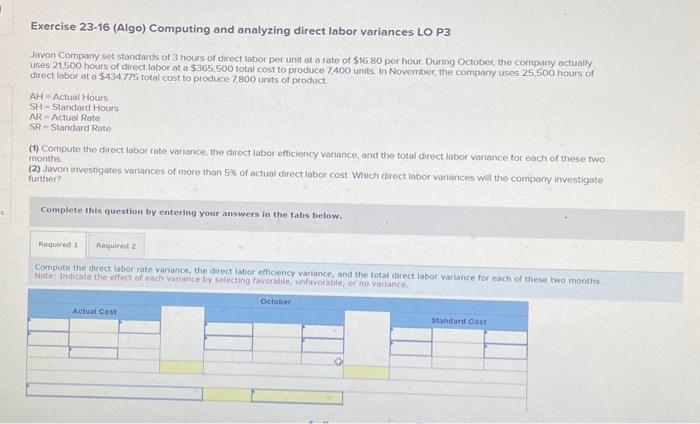 Solved Exercise 23-16 (Algo) Computing and analyzing direct | Chegg.com