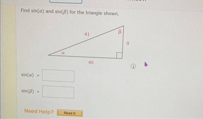 Solved Find sin(α) and sin(β) for the triangle shown. | Chegg.com