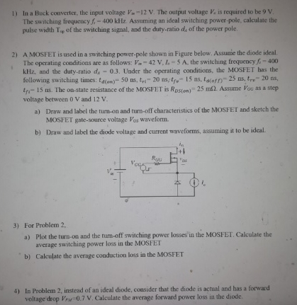Solved In a Buck converter, the input voltage V=-12V. ﻿The | Chegg.com