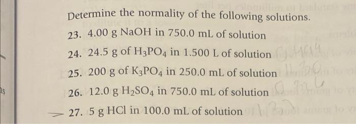 Solved Need help with normality! the answers are 23. 0.133 | Chegg.com