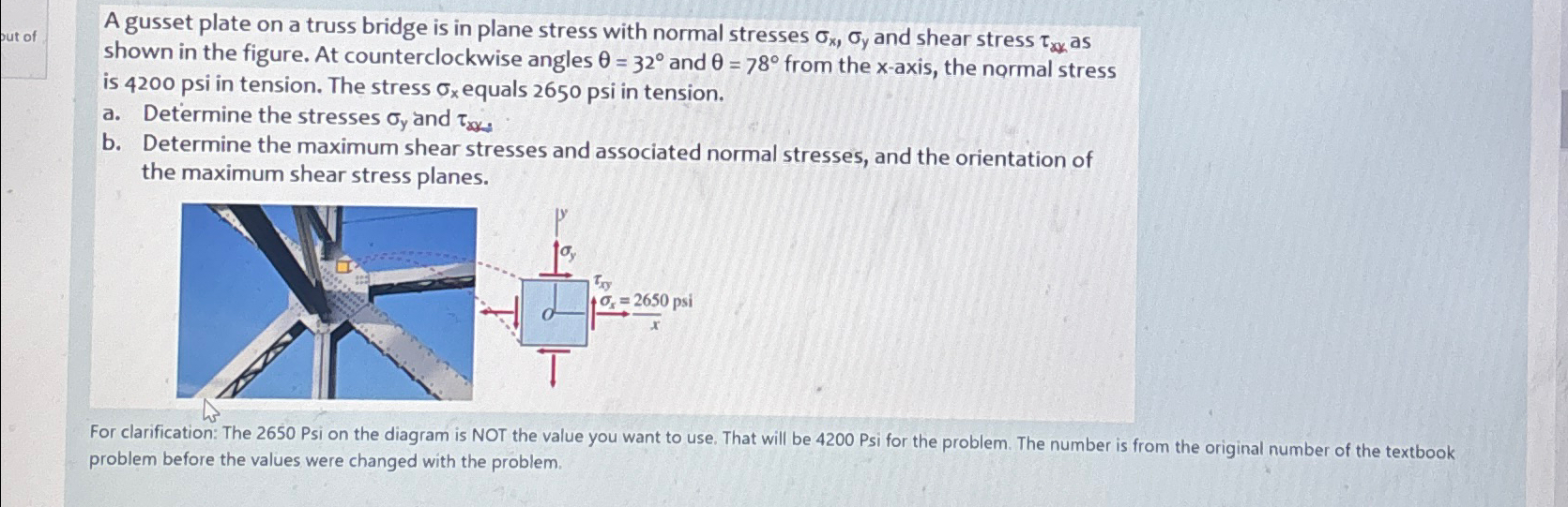 Solved A gusset plate on a truss bridge is in plane stress | Chegg.com