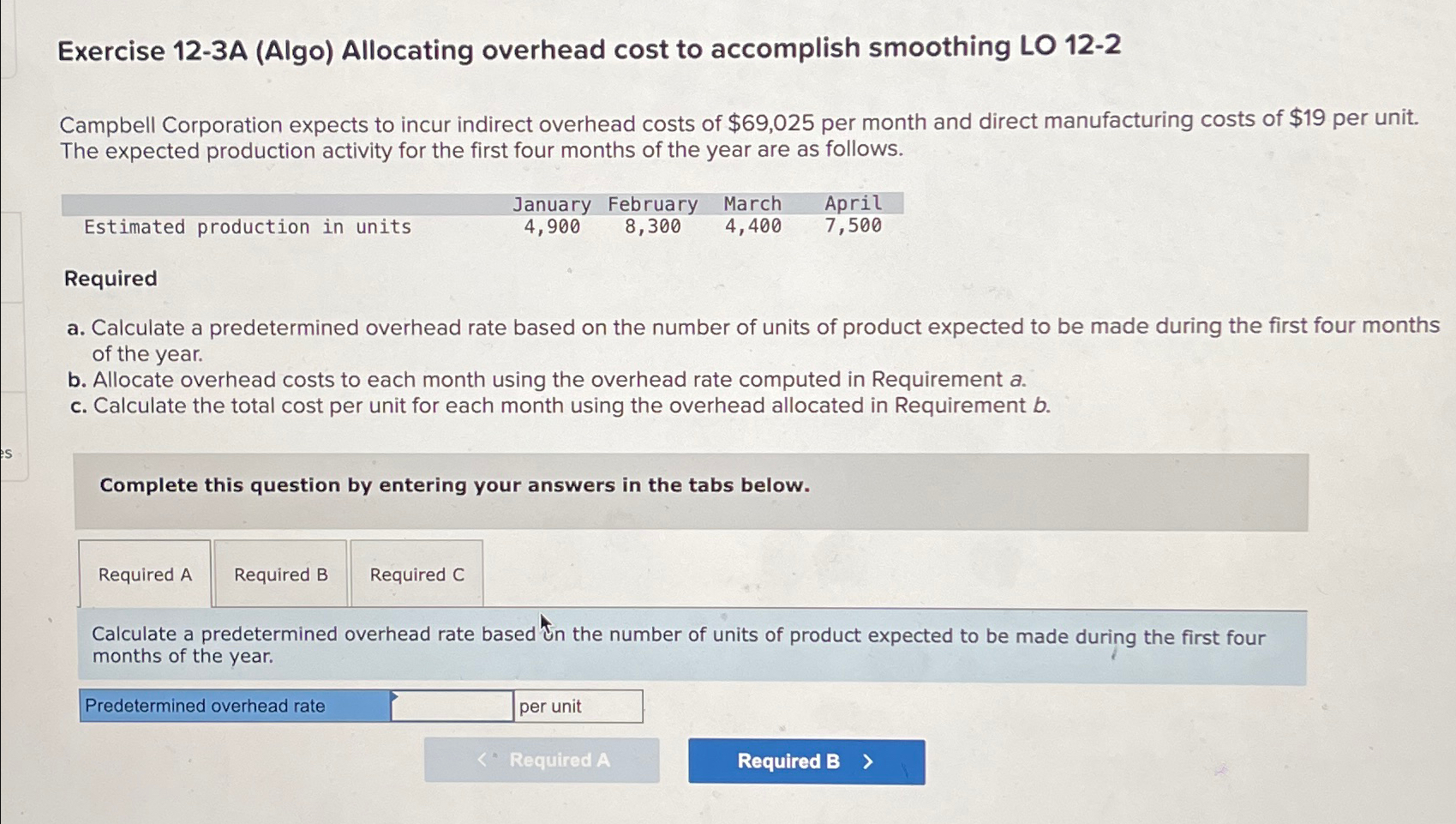 Solved Exercise 12-3A (Algo) ﻿Allocating overhead cost to | Chegg.com