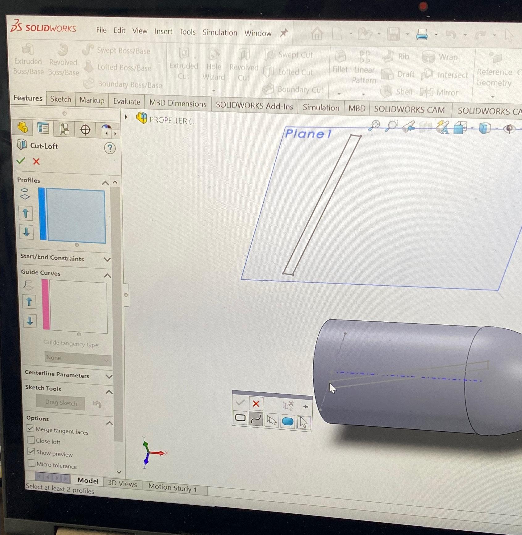 How to complete this lofted boss bass for a propeller | Chegg.com