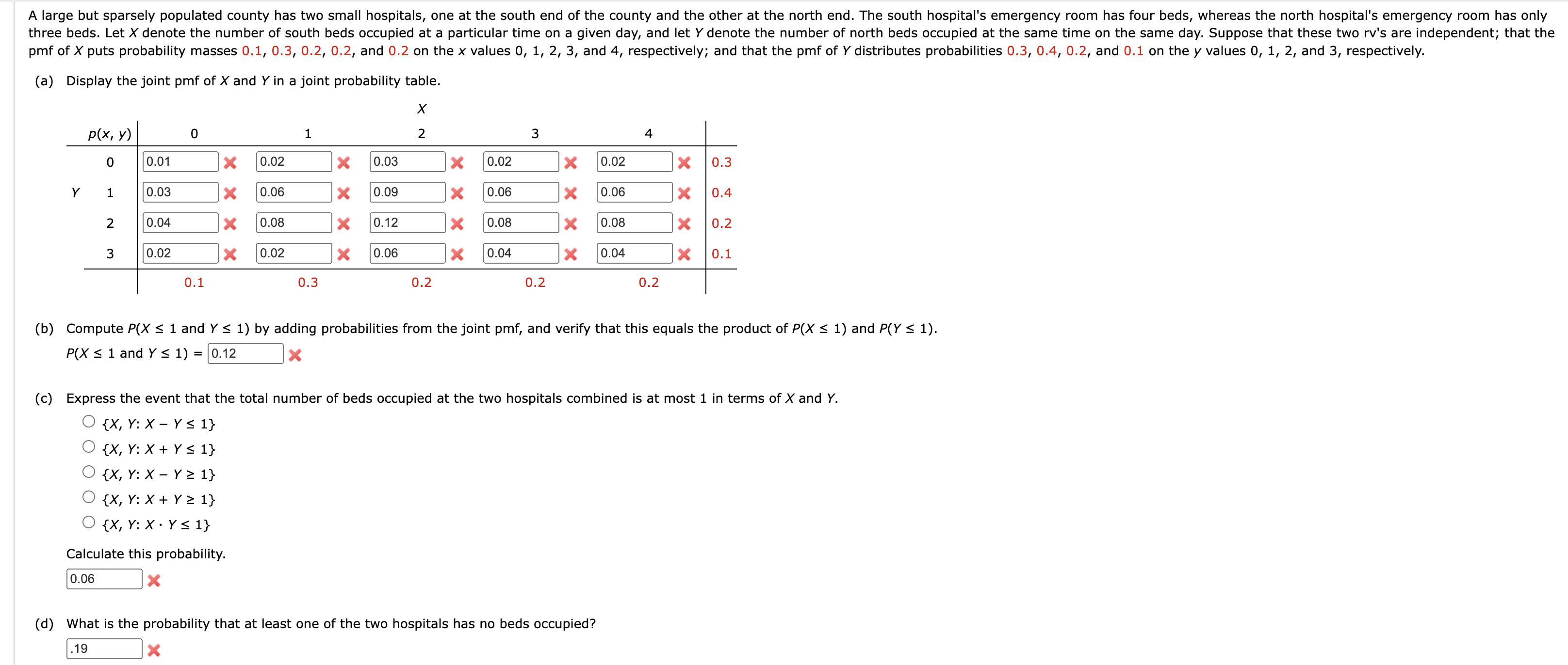 Solved (a) ﻿Display the joint pmf of x ﻿and Y ﻿in a joint | Chegg.com