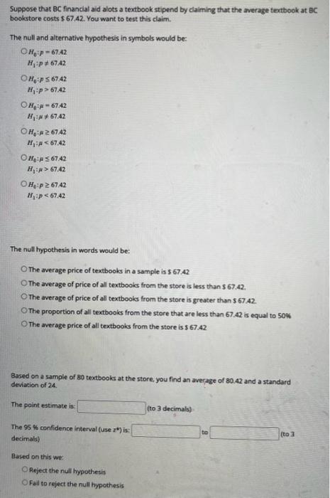 Solved Suppose that BC financial aid alots a textbook | Chegg.com
