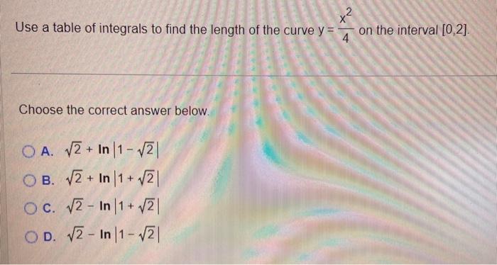 Solved Use a table of integrals to find the length of the | Chegg.com
