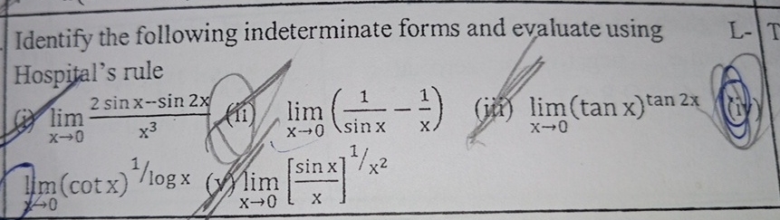 Solved Identify the following indeterminate forms and | Chegg.com