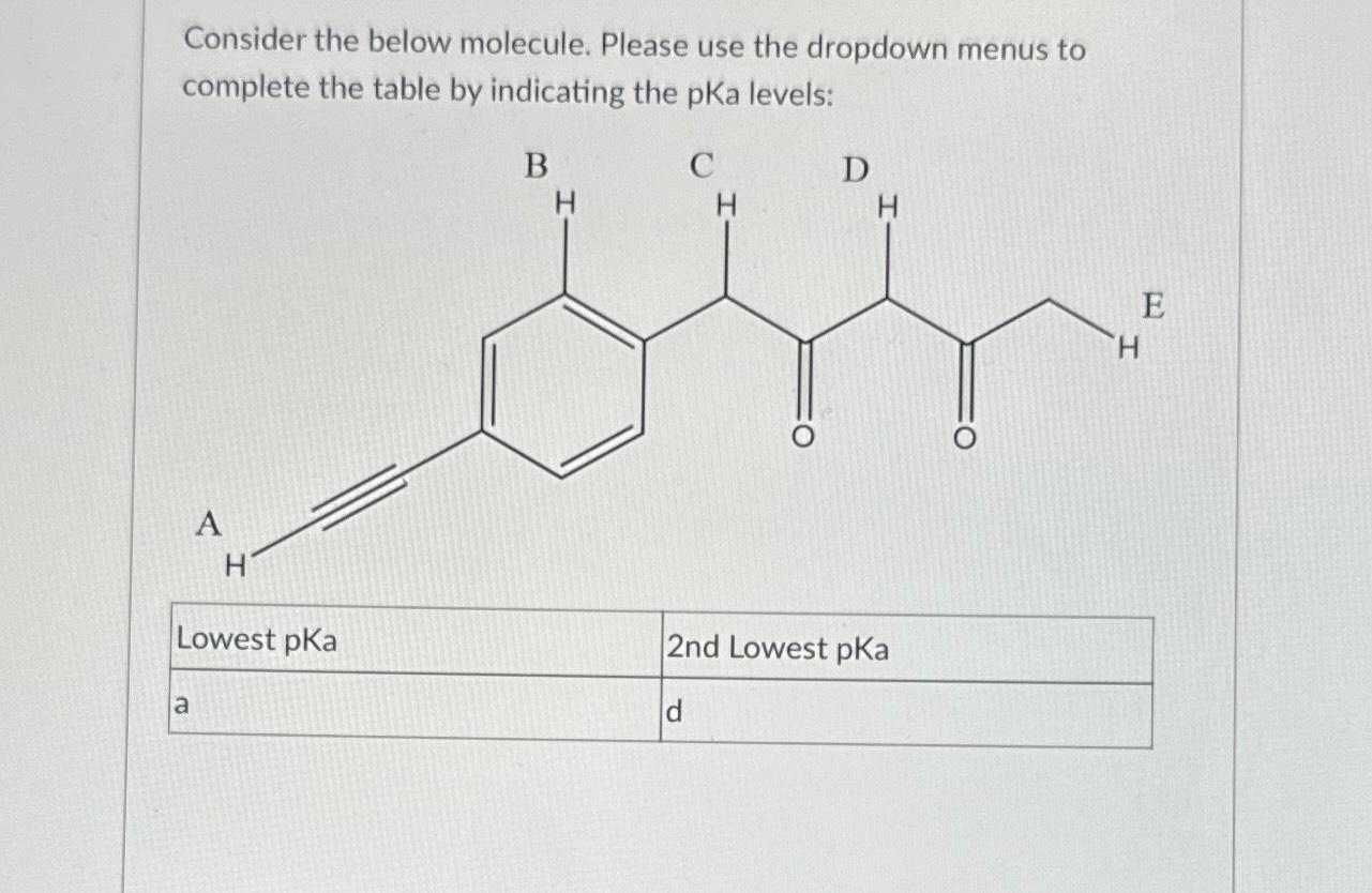 Solved Consider the below molecule. Please use the dropdown | Chegg.com