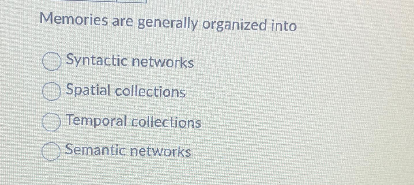 Solved Memories are generally organized intoSyntactic | Chegg.com