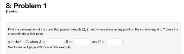 Solved Find The Xy Equation Of The Curve That Passes Through