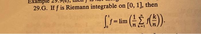 Solved Example 29.G. If f is Riemann integrable on [0, 1], | Chegg.com