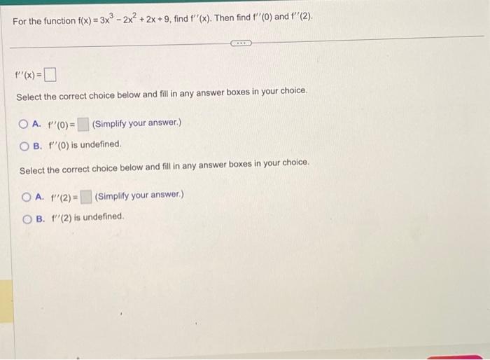 Solved For the function \\( f(x)=3 x^{3}-2 x^{2}+2 x+9 \\), | Chegg.com