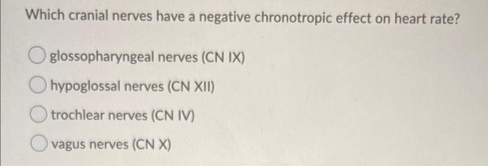 Solved Which cranial nerves have a negative chronotropic | Chegg.com