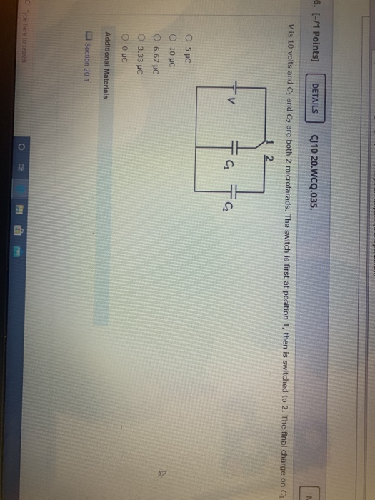 Solved 6. [-/1 Points] DETAILS CJ10 20.WCQ.035. Vis 10 volts | Chegg.com