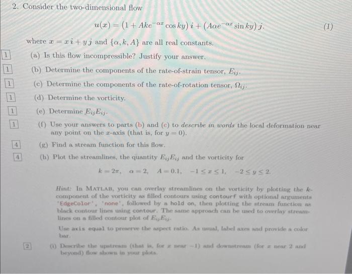Solved 2 Consider The Two Dimensional Flow