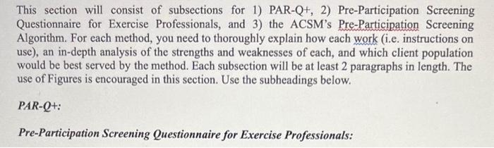 Solved This section will consist of subsections for 1) | Chegg.com