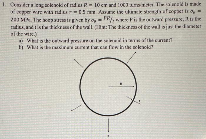 Solved 1. Consider a long solenoid of radius R=10 cm and | Chegg.com